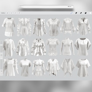 120 Procreate 3D Blouses Stamp Brushes | Procreate Blouses | Procreate ...