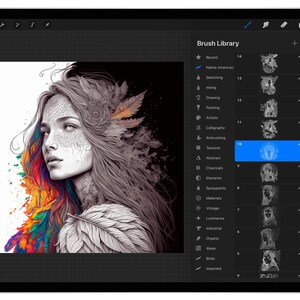 20 Procreate Native Indian American Boho Women With Animals - Etsy