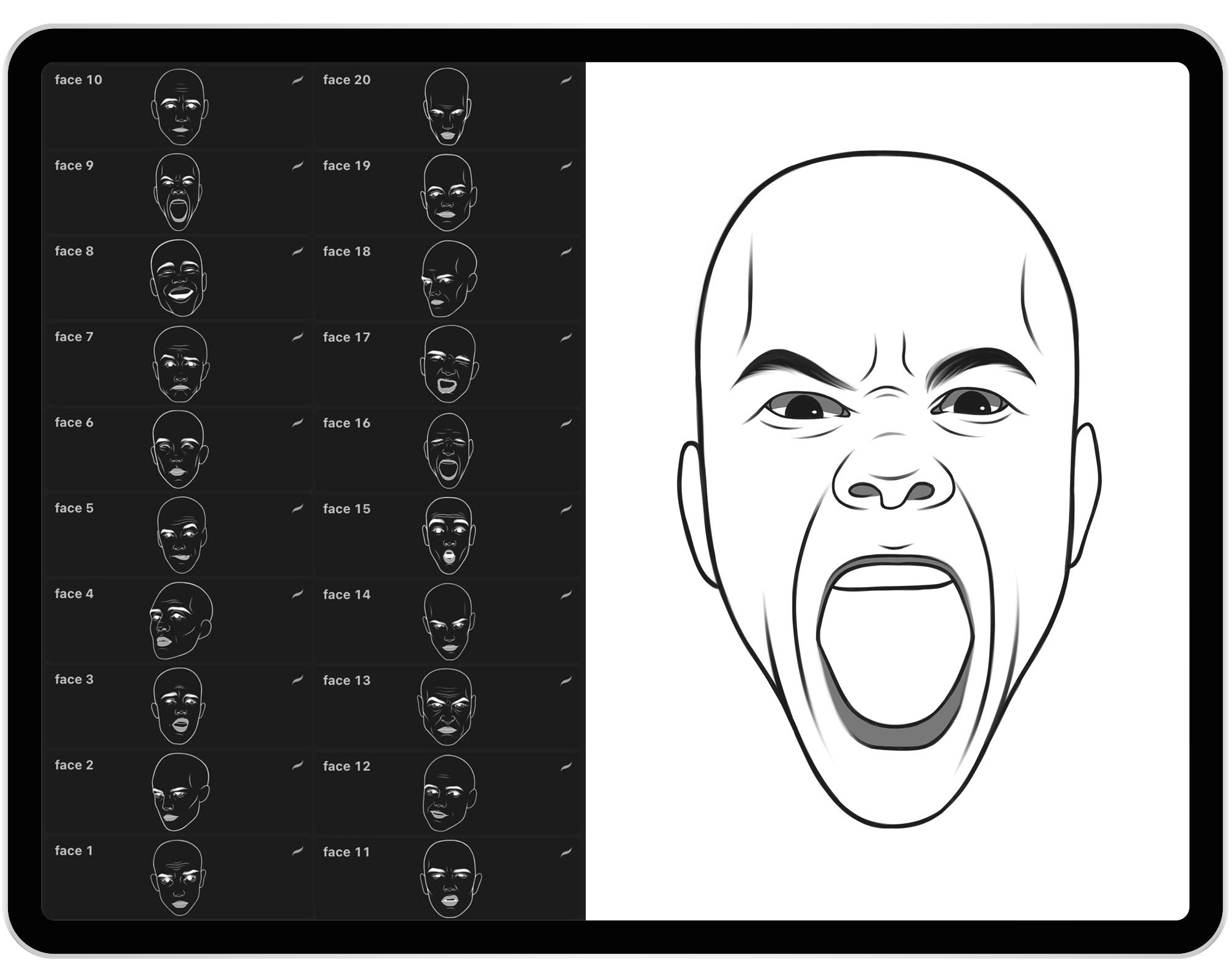 20 Procreate European Man Face Emotion Stamp Brushes, Procreate Face ...