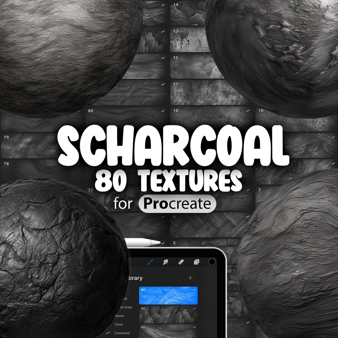 80 Procreate Charcoal Textures | Procreate Charcoal Brushes | Charcoal ...