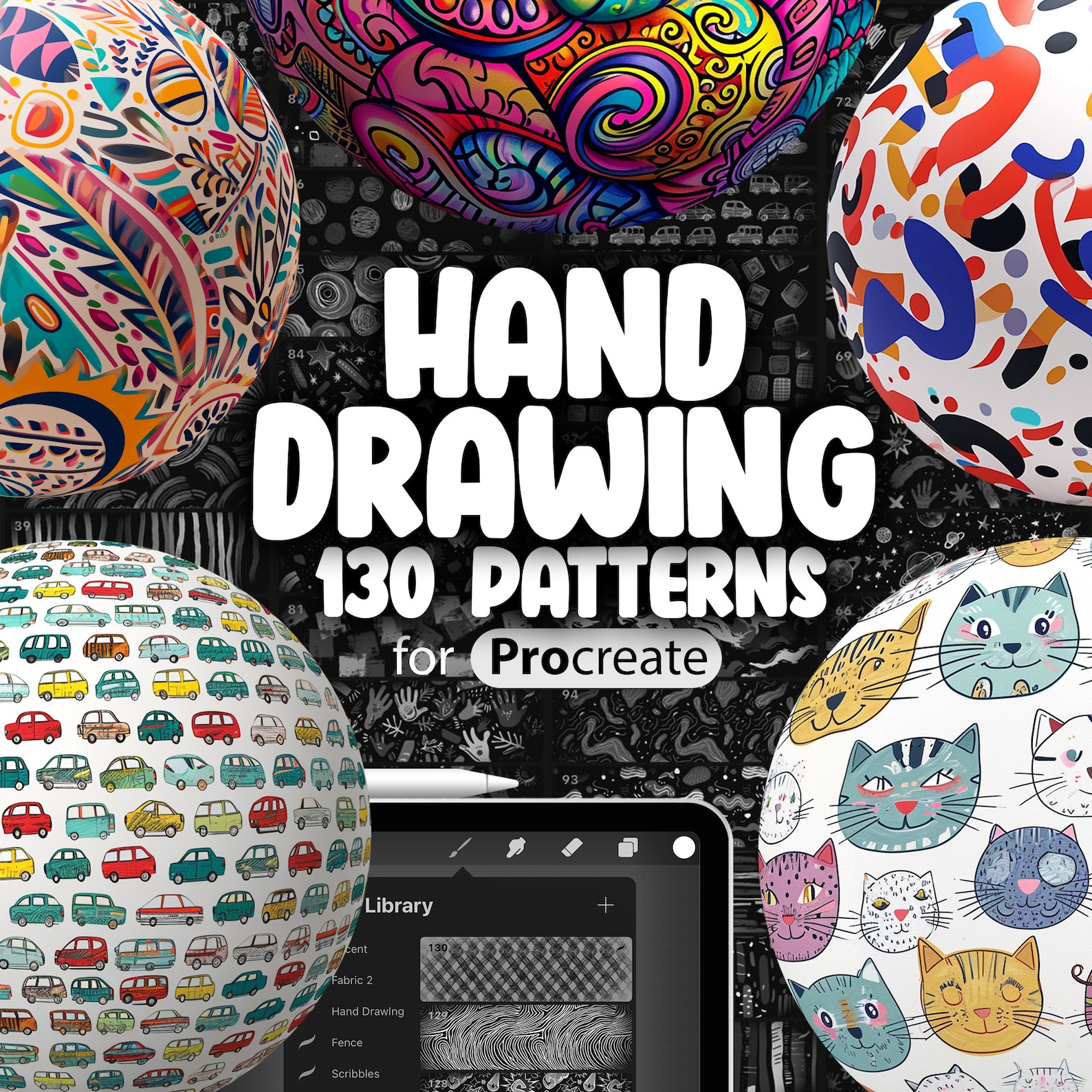 130 Procreate Hand Drawing Pattern Brushes | Procreate Kids Drawing ...