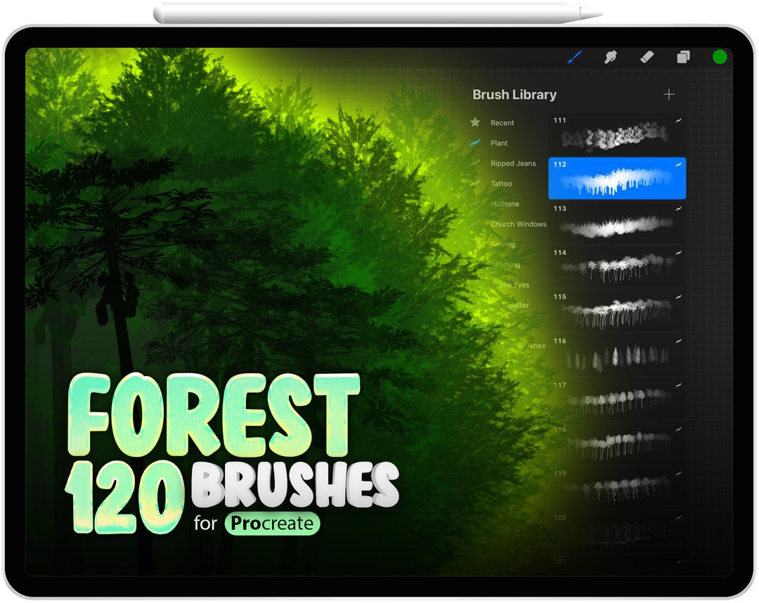 120 Procreate Forest Brushes, Procreate Tree Brushes, Procreate Palm ...