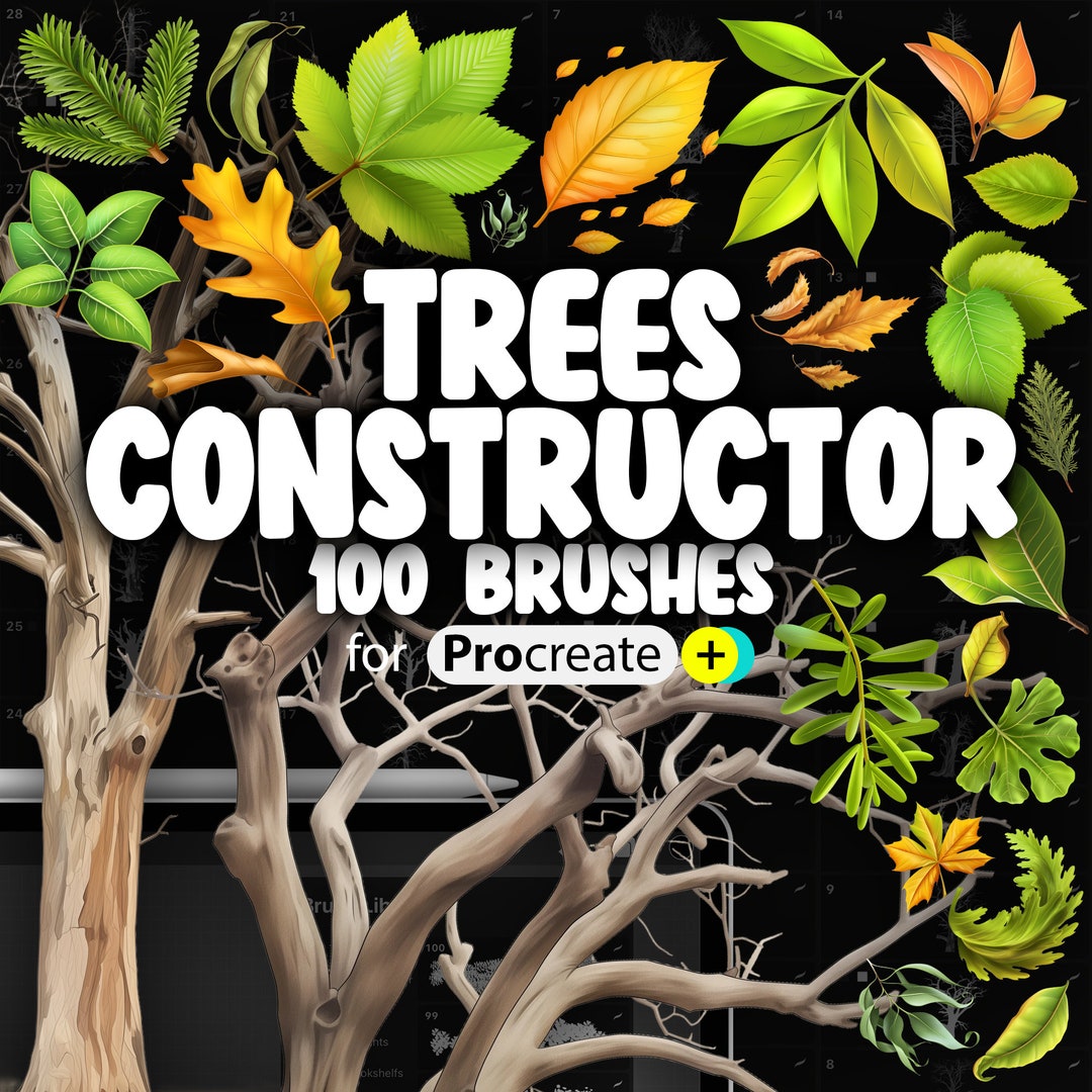 100 Procreate Trees Constructor Stamp Brushes | Procreate Dead Trees ...