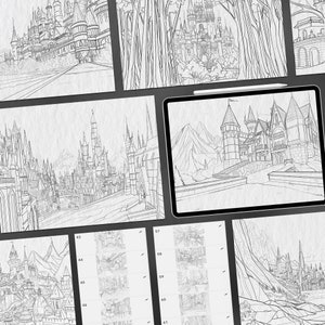 100 Procreate Fantasy Castles Backgrounds Stamps | Procreate Castle ...