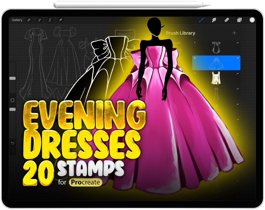 20 Procreate Wedding Dresses Stamp Brushes, Procreate Evening Dresses Stamp Brushes - Etsy