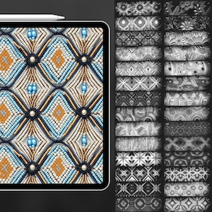 130 Procreate Beadwork Patterns | Beaded Embroidery Procreate Pattern Seamless Brushes ...