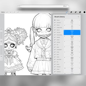 50 Chibi Horror Dolls Stamps | Chibi Creppy Doll Girls Stamp Brushes ...