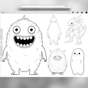 100 Procreate Monsters Stamp Brushes | Procreate Cute Monster | Procreate Flurry Fur Monster ...