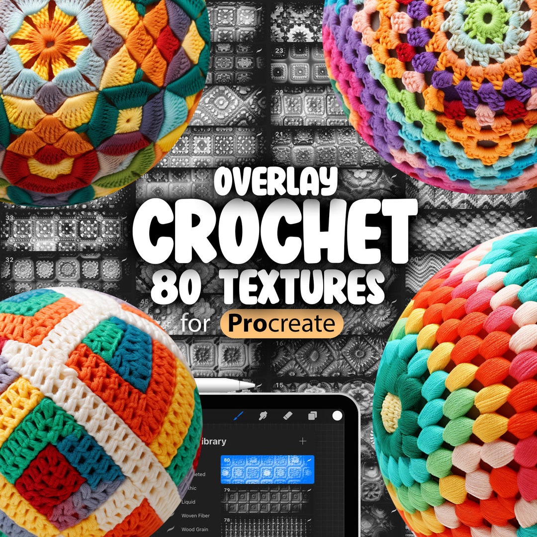 80 Procreate Crochet Colorwork Textures | Fabric Procreate Pattern ...