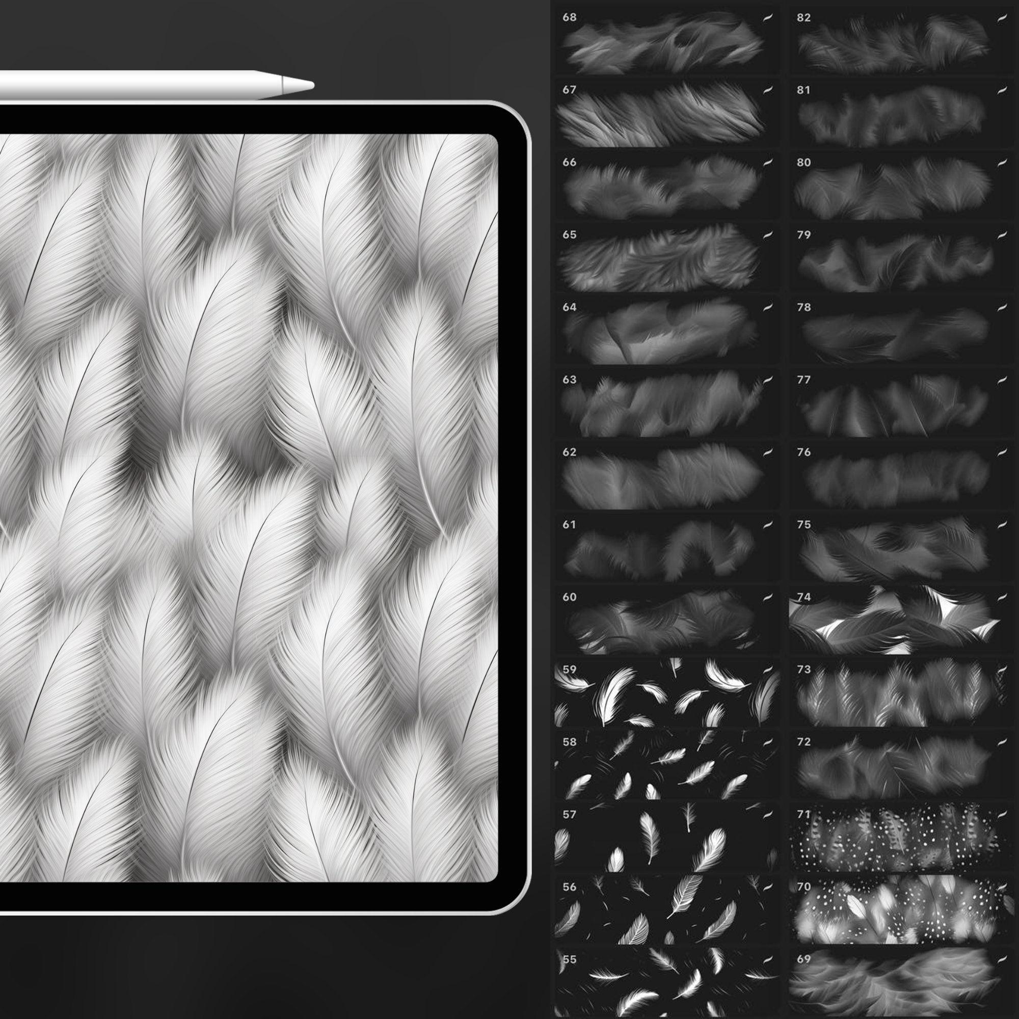 100 Procreate Feather Textures | Bird Feather Procreate Texture ...