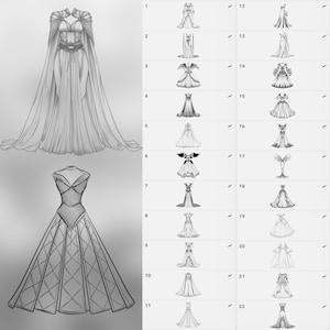 100 Procreate Fantasy Dress Stamps | Procreate Fashion Dresses ...
