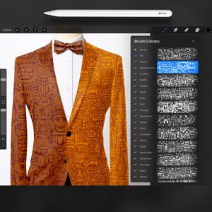70 Procreate Tiki Patterns | Little Tiki Creatures Procreate Texture Seamless Brushes | Tiki ...