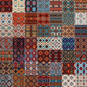 100 Procreate Traditional Aztec Patterns | Geometric Aztec Embroidery ...