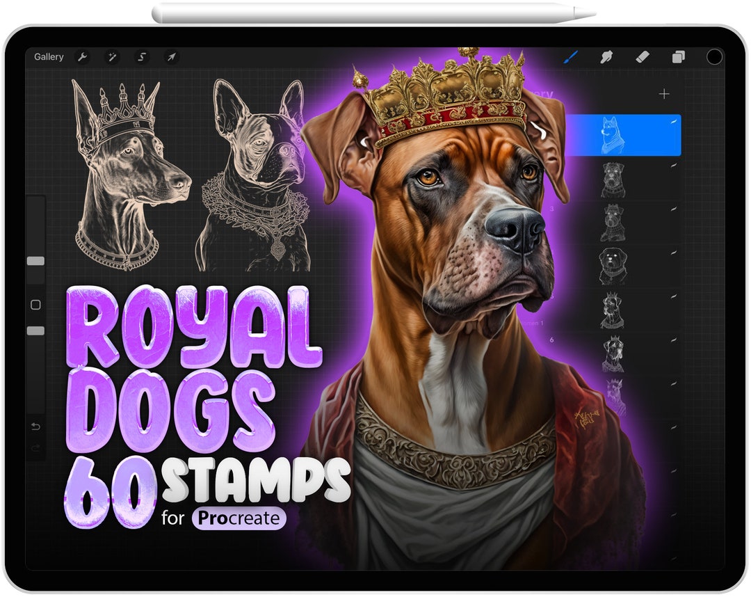 60 Procreate Dog Renaissance Portraits Stamp Brushes, Procreate Royal ...