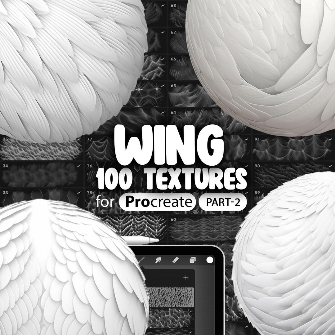 110 Procreate Wings Textures (part-2) | Procreate Feather Brush | Procreate Angel Wings Texture ...