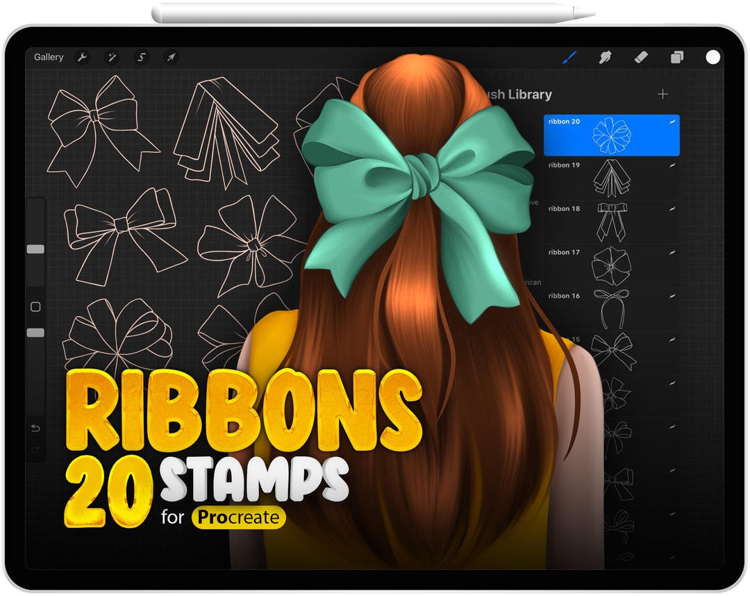 20 Procreate Bow Stamp Brushes, Procreate Ribbons Stamp Brushes ...