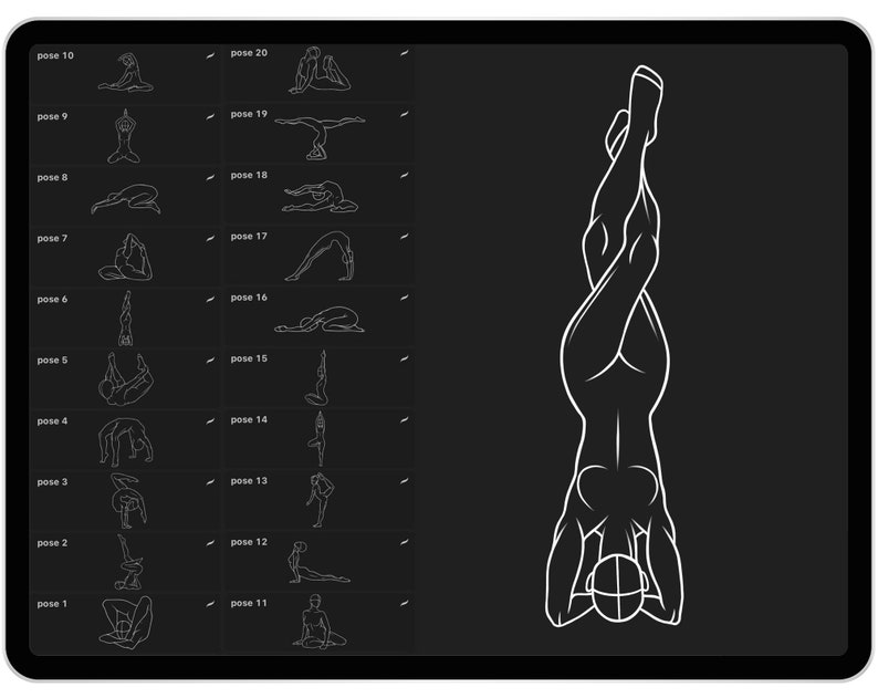 30 Procreate Yoga Poses Stamp Brushes Procreate Sport Stamp - Etsy