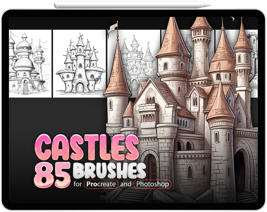 85 Castles Procreate Brushes, 85 Castles Photoshop Brushes, Magic ...