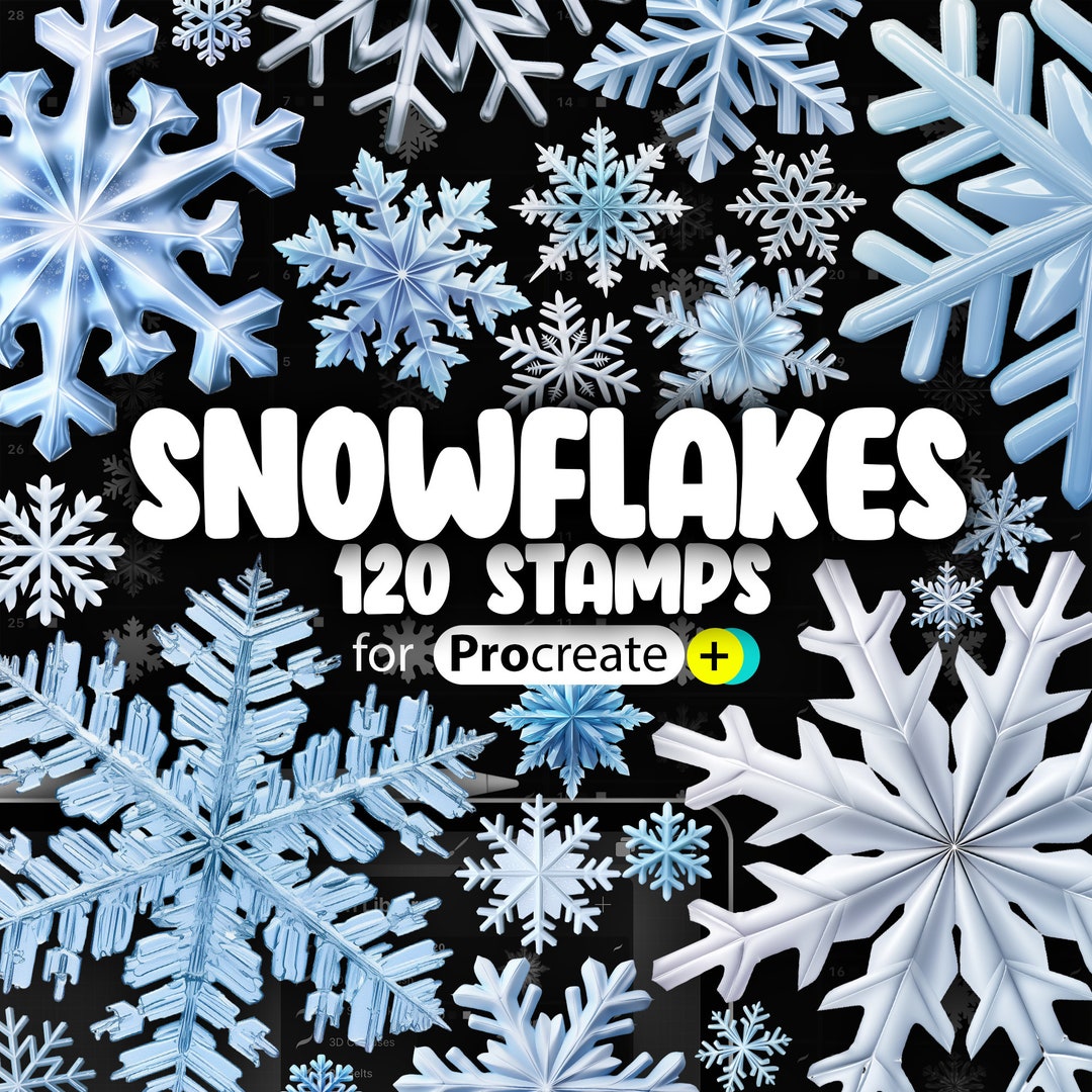 120 Procreate Snowflakes Stamps Brushes | Procreate Winter | Procreate ...