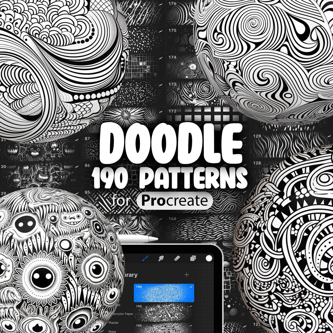 190 Procreate Doodle Patterns | Fabric Procreate Texture Seamless ...