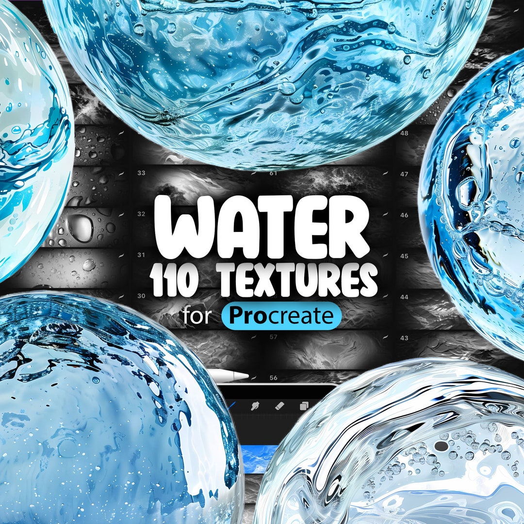 110 Procreate Water Textures | Procreate Seamless Water Brushes ...