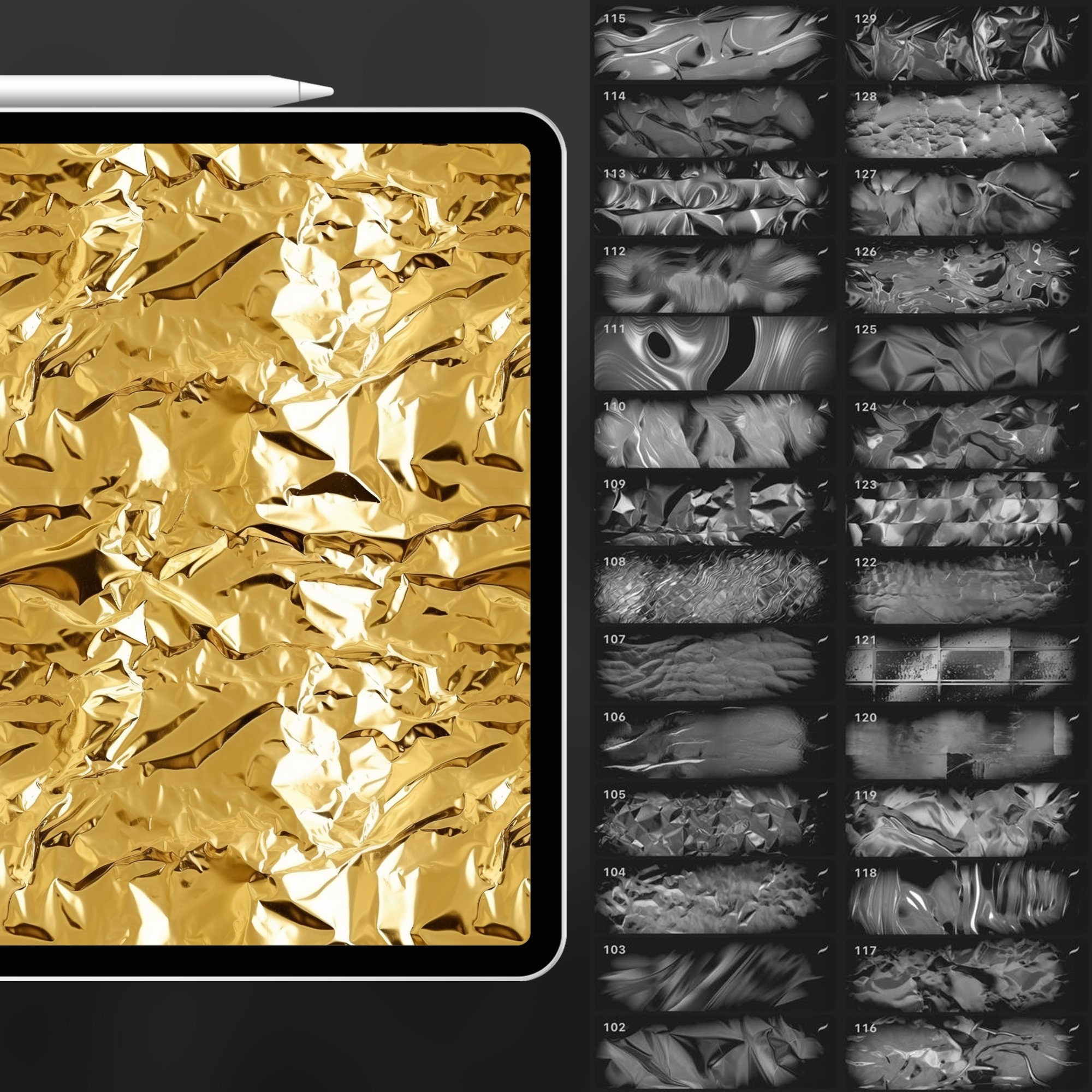 150 Procreate Foil Textures | Metal Foil Procreate Seamless Texture ...