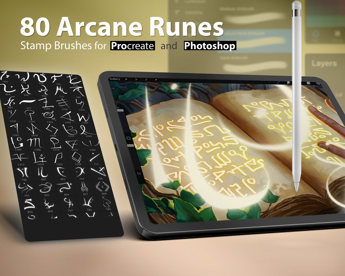 80 Procreate Arcane Runes Symbols Stamp Brushes 80 Photoshop - Etsy