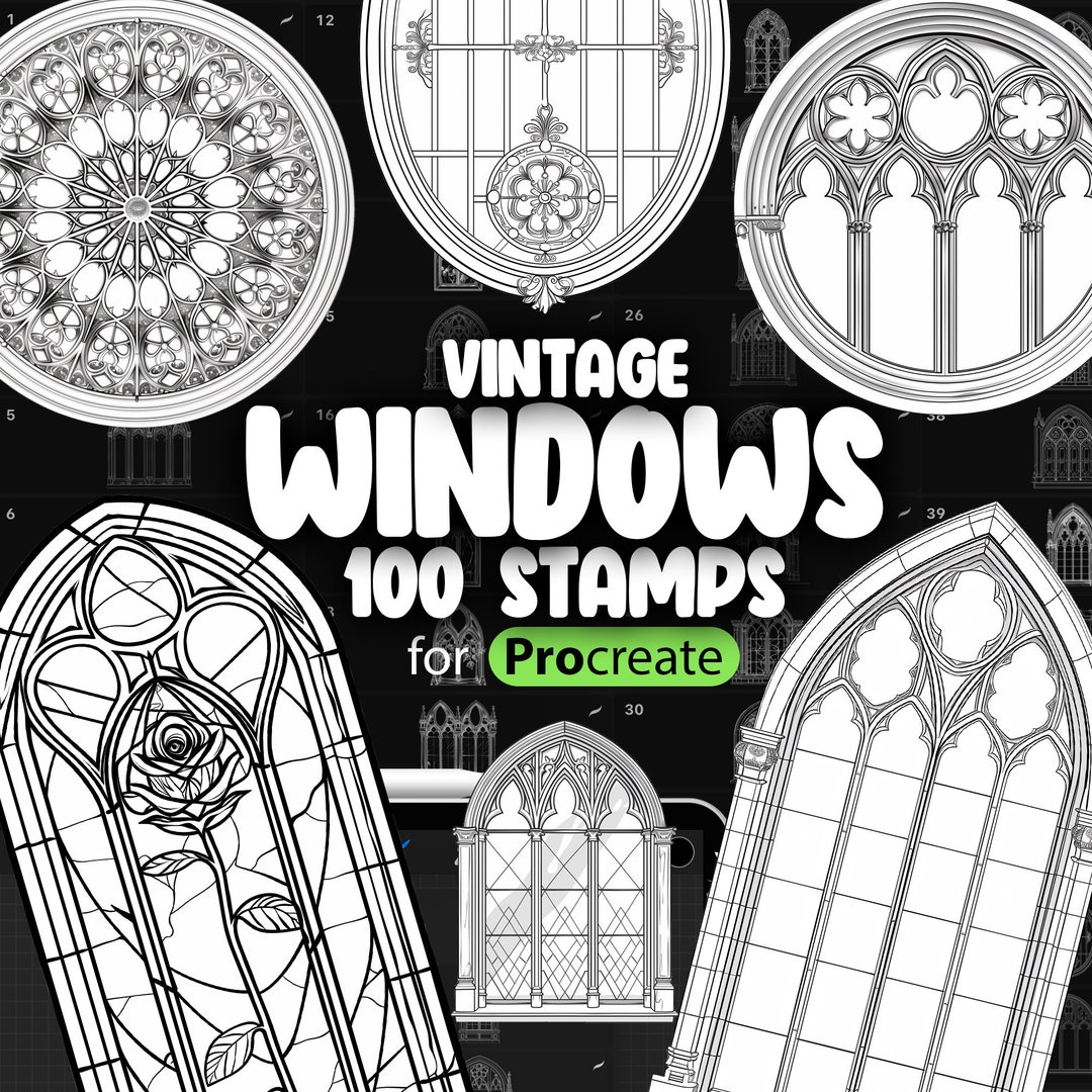 100 Procreate Vintage Windows Stamps Procreate Gothic Windows Stamps ...