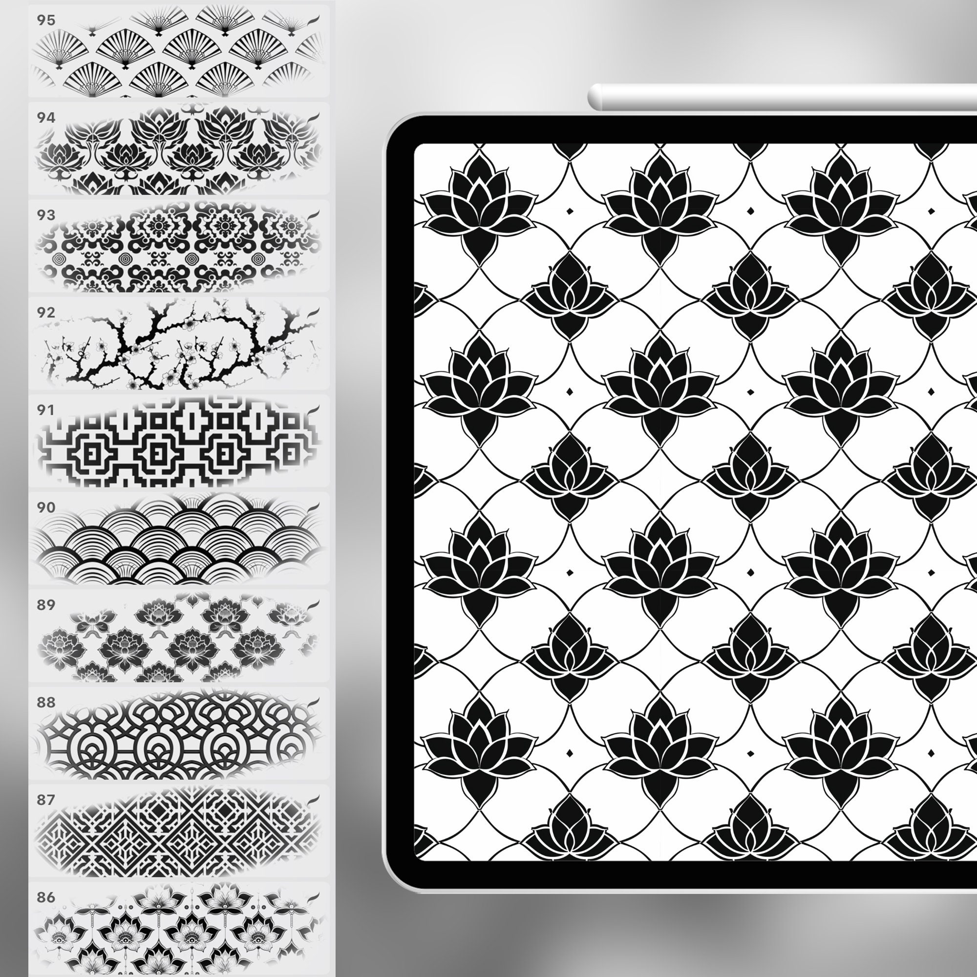 100 Procreate Traditional Chinese Pattern Brushes | China Brush for ...