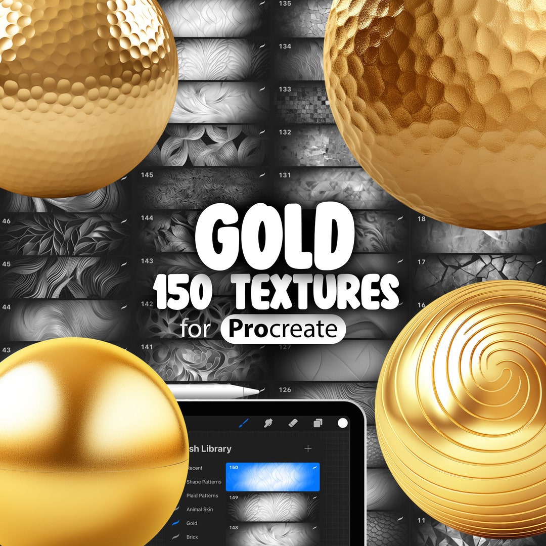 150 Procreate Gold Textures | Golden Procreate Texture Seamless Brushes ...