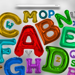 26 Procreate Balloon Letters Stamp Brushes | Procreate 3D Alphabets ...