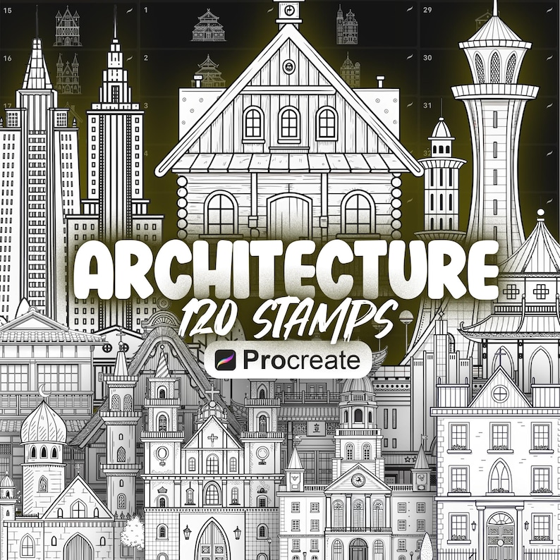 120 Procreate Architecture Stamps | Procreate House Stamps | Procreate ...
