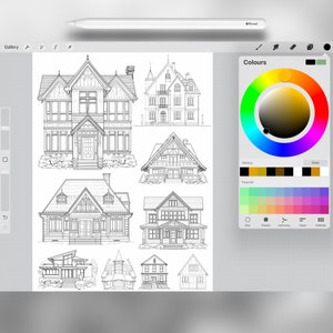 120 Procreate Buildings Sketches Stamp Brushes | Architecture Procreate ...