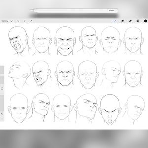 110 Procreate Men's Heads Base Stamps | Procreate Male Head Guide ...