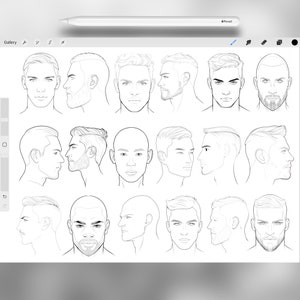 100 Procreate Male Head Stamps Part -1 | Procreate Men Head Stamp ...