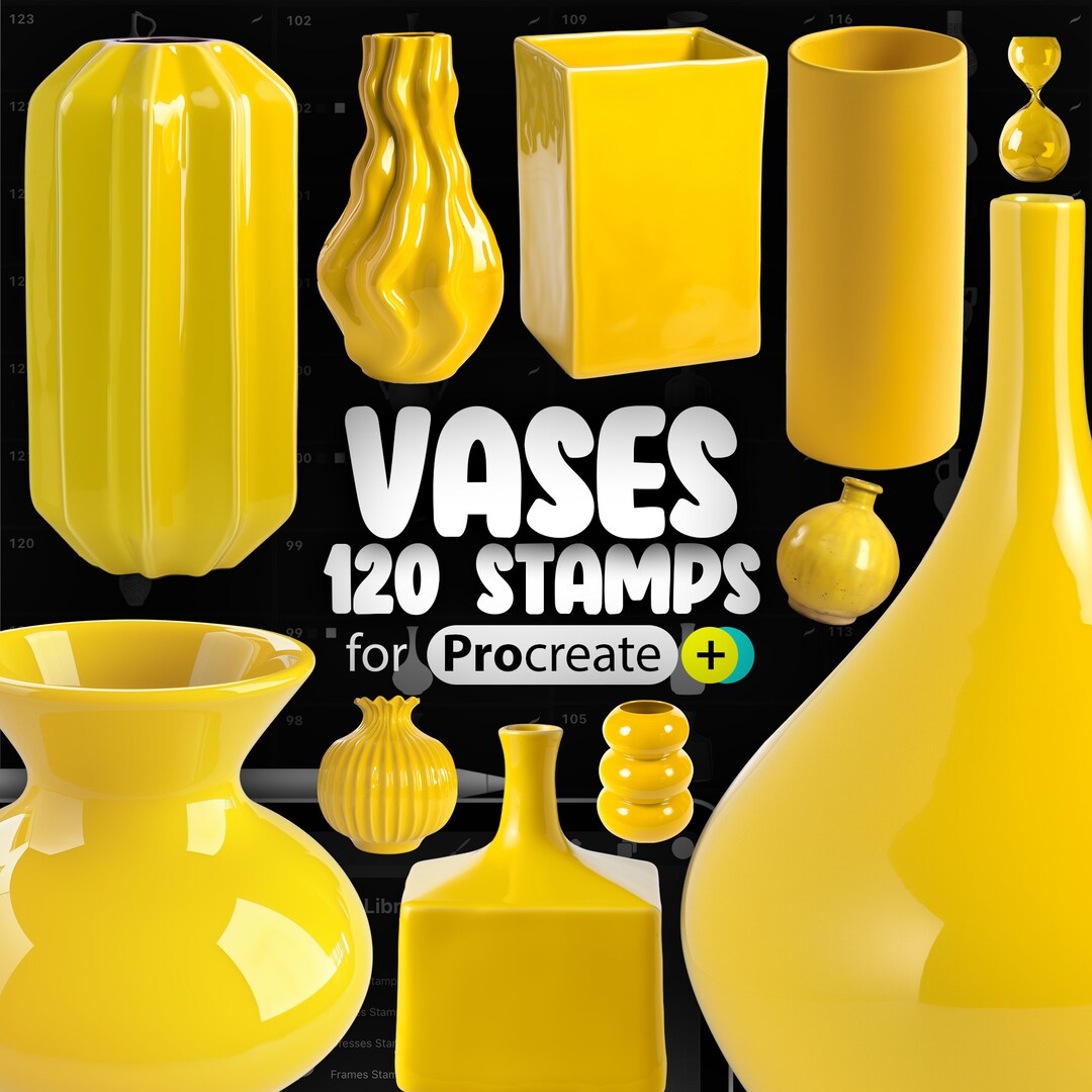 120 Procreate 2D Vases Stamp Brushes | Procreate Pots Stamp Brushes ...