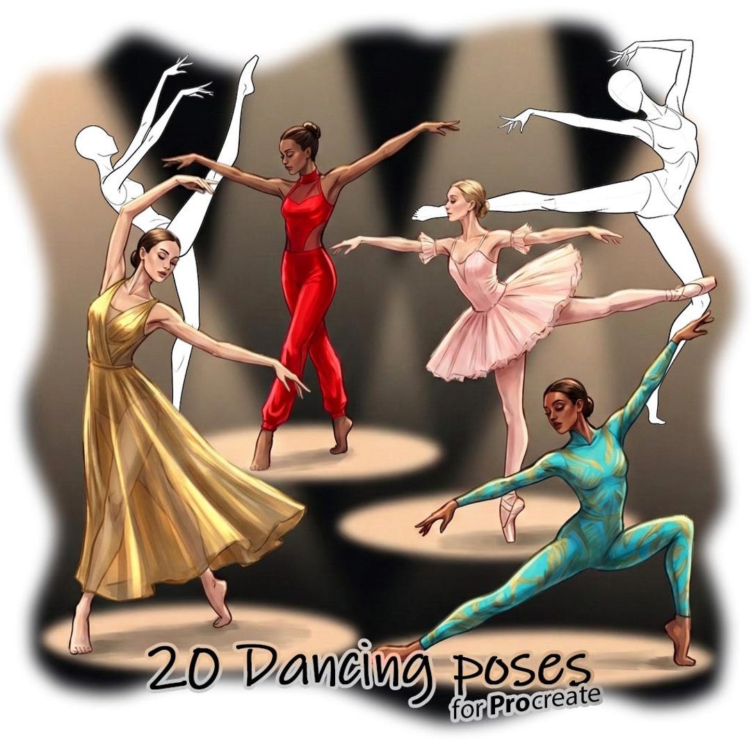 20 Pincéis de Carimbo para Poses de Croqui de Dança no Procreate ...