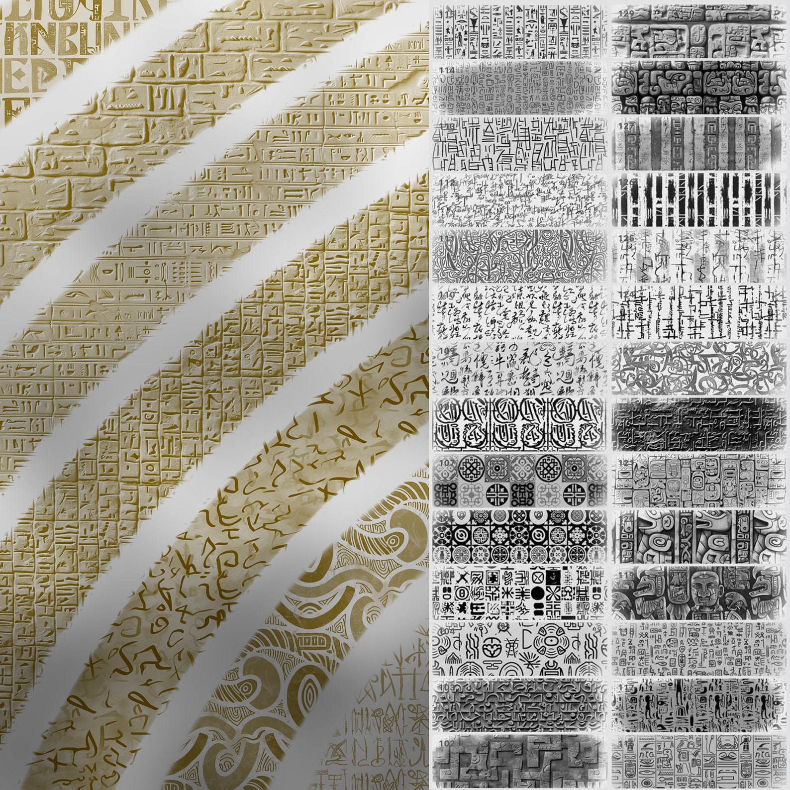 150 Procreate Hieroglyphs Textures | Procreate Mayan Hieroglyphs Brush ...
