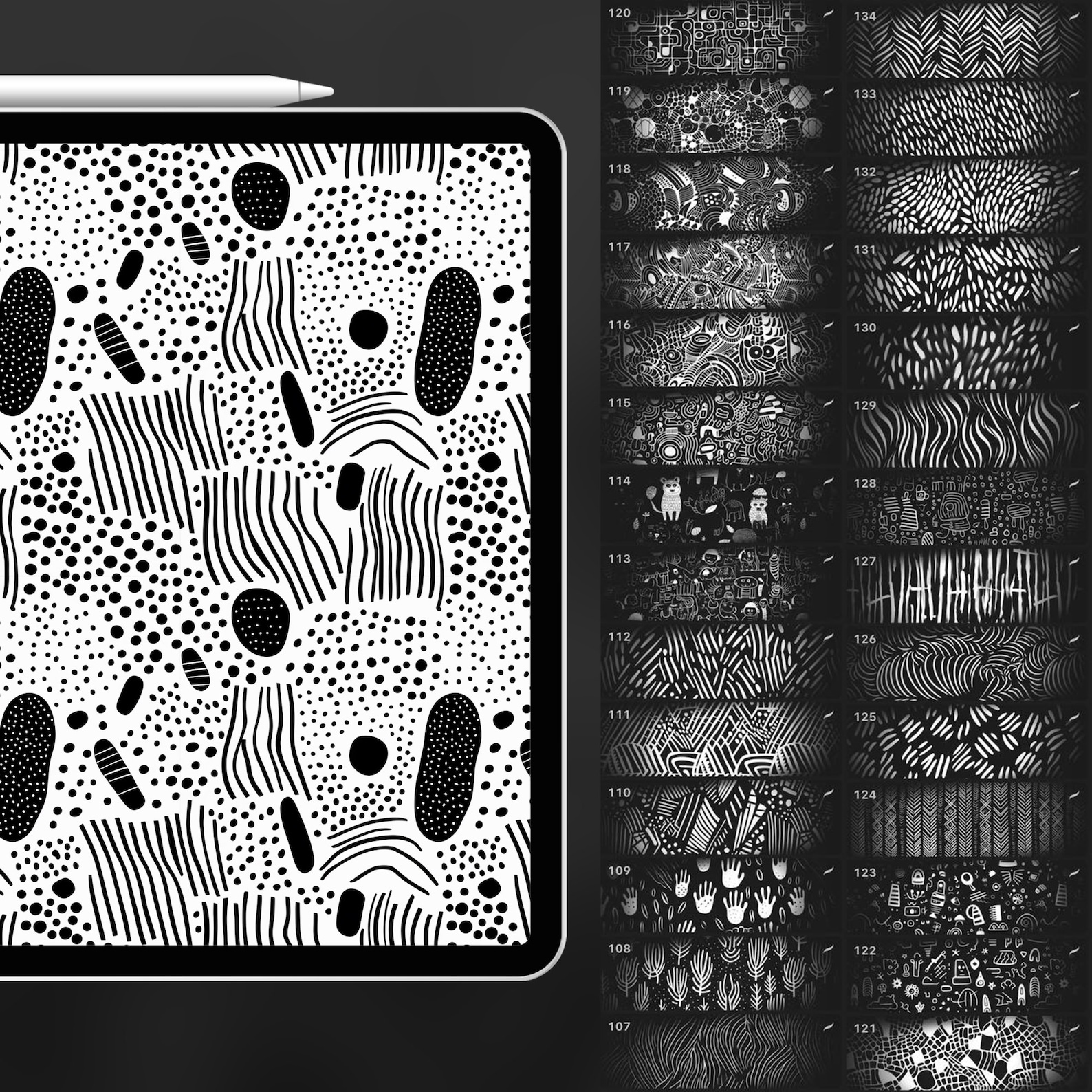 190 Procreate Doodle Patterns Fabric Procreate Texture Seamless Brushes ...