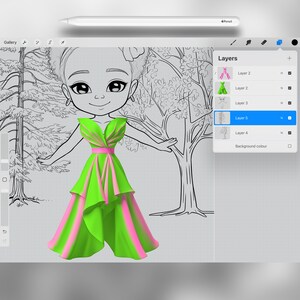 120 Procreate Dresses Stamp Brushes | Procreate Evening Dress ...