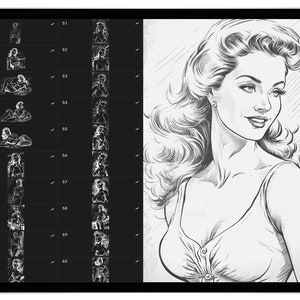 40 Procreate Pinup Women Part-2 Stamp Brushes, Procreate Women Fashion Stamps Brush, Procreate ...