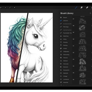 55 Procreate Unicorns Stamp Brushes, Procreate Cute Unicorn, Procreate Kawaii Unicorn, Procreate ...