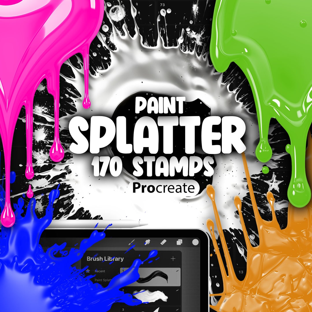 150 Procreate Paint Splatter Stamp Brushes Procreate Paint Brush Stroke ...