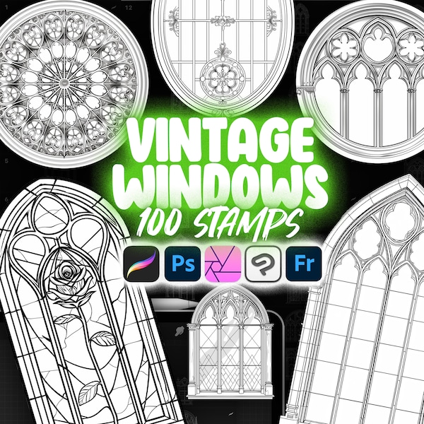 Gothic Windows Stamps - Etsy