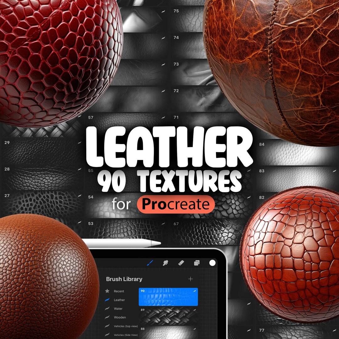 90 Procreate Leather Textures | Realistic Leather Procreate Seamless ...
