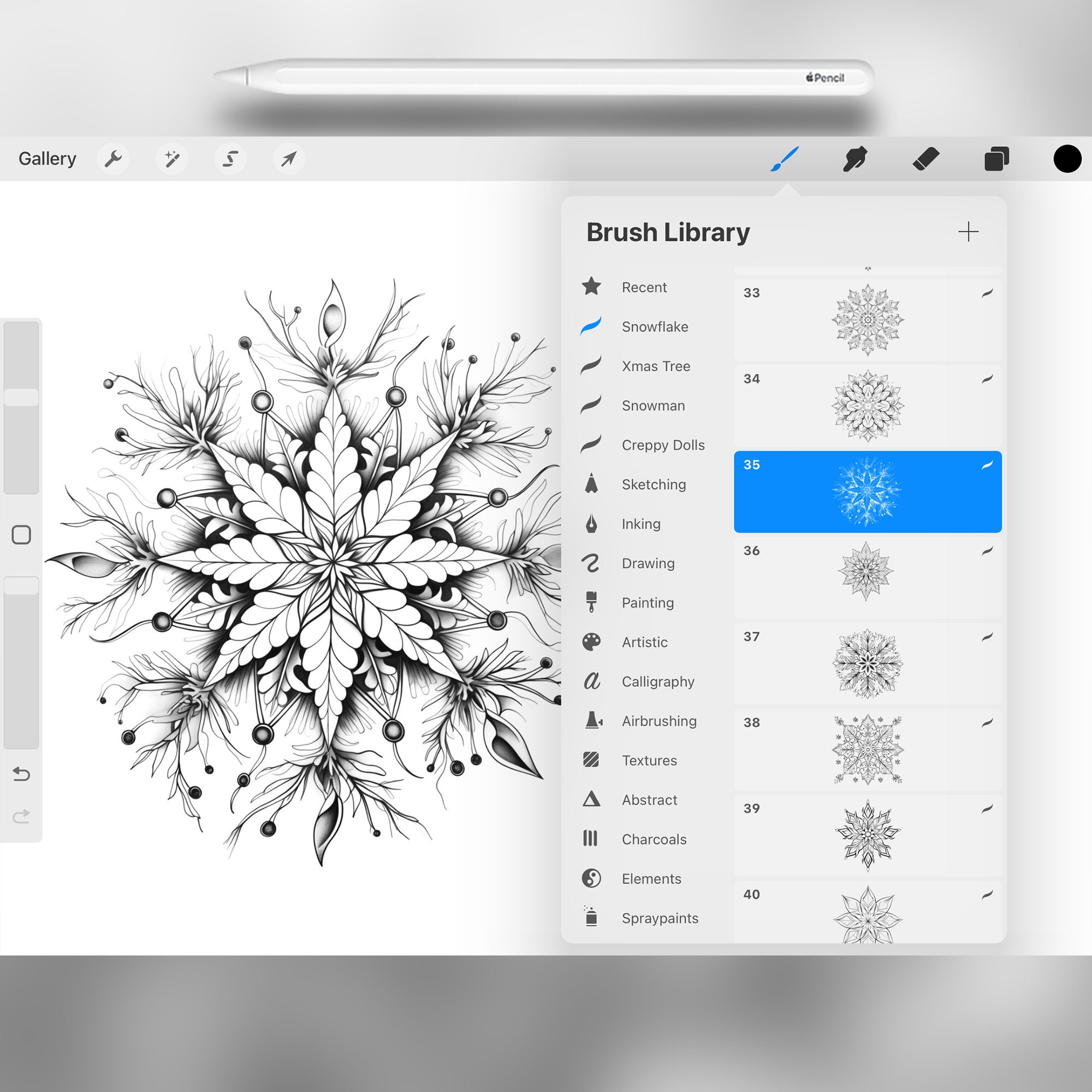 100 Procreate Snowflakes Stamps | Procreate Winter Stamp Brushes ...