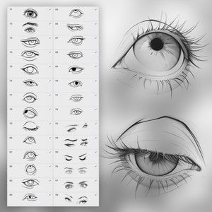 100 Procreate Eyes Stamp Brushes | Procreate Realistic Anime Eyes ...