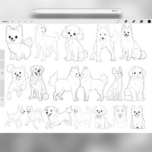 100 Procreate Dog Stamps | Procreate Animal Stamp Brushes | Procreate ...