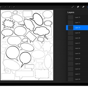 60 Procreate Manga Speech Bubbles Stamp Brushes, Procreate Cartoon Speech, Procreate Comic Book ...