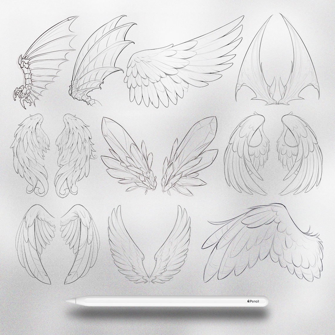 110 Procreate Wings References Stamps | Angel Wings Procreate | Bat ...